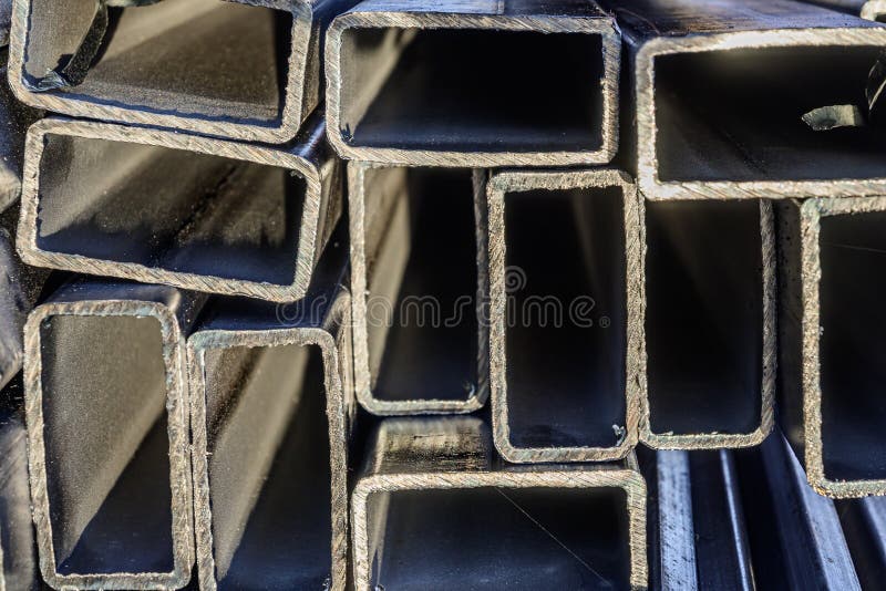 Metal Pipes Made of Rectangular Profile Stock Image - Image of ...