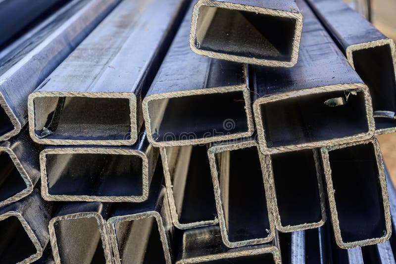 Metal Pipes Made of Rectangular Profile Stock Image - Image of rolled ...