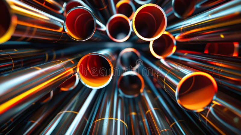 Stack of Metal Pipes at Factory Stock Illustration - Illustration of ...