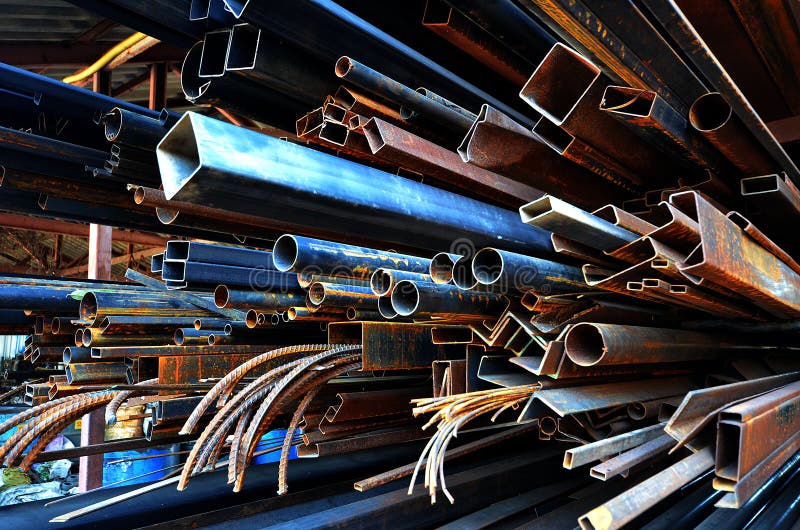 Metal Pipes on Shelf, Construction Stock Image - Image of joist ...