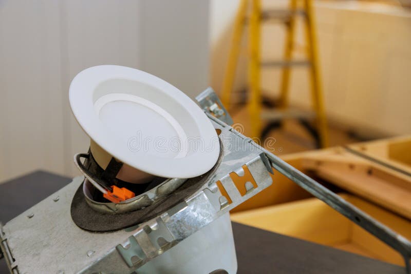 Close-up in a Stylish Preparations for Ceiling Lamp Interior Lighting ...