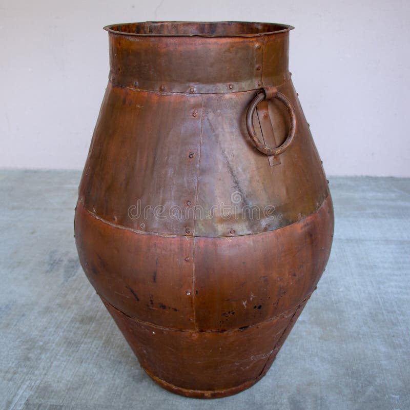 Metal Planting Pot with Handle Hand Made Close Up Stock Photo - Image ...