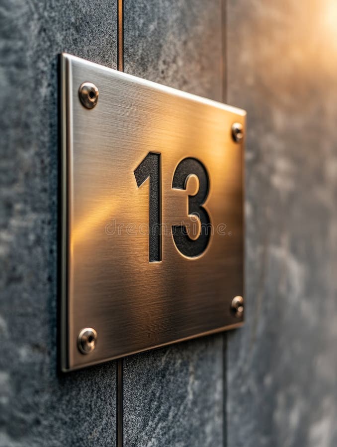 Metal Plaque with the Number 13 on a Wall. Stock Photo - Image of sign ...