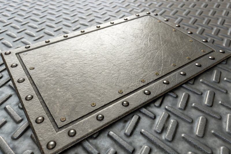Metal Plaque with Rivets â€ Industrial Style 3D Background Stock ...