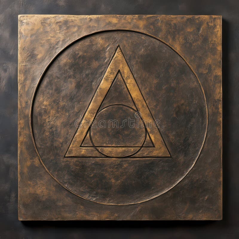 A Metal Plaque with a Triangle and a Circle Stock Illustration ...