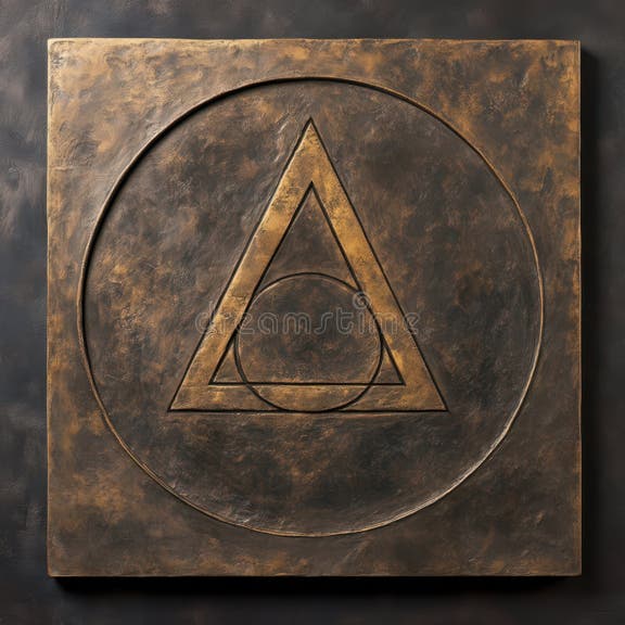 A Metal Plaque with a Triangle and a Circle Stock Illustration ...