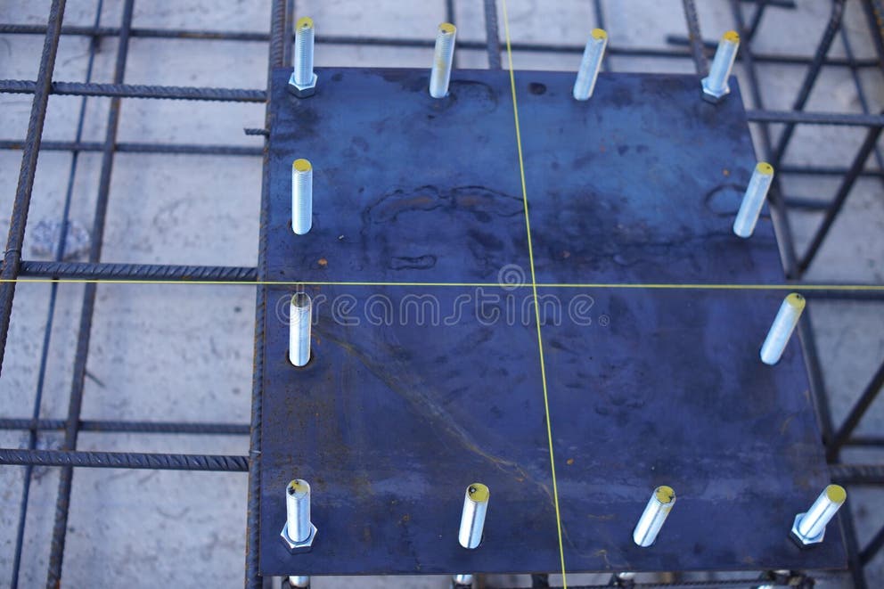 A Metal Plate is Attached To the Assembled Frame of Reinforcement Bars ...