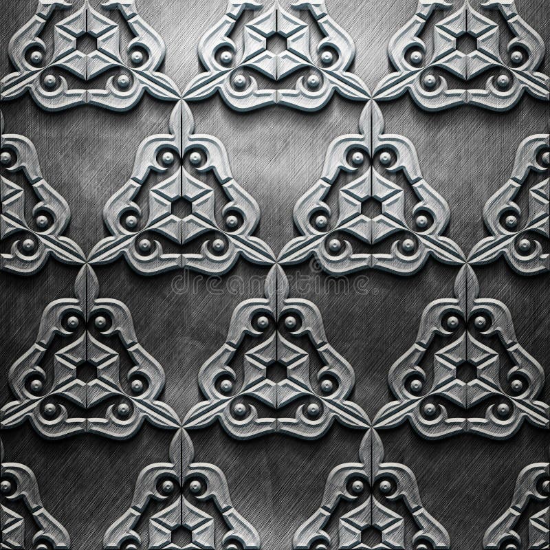 Metal Plate with Carved Pattern Stock Illustration - Illustration of ...