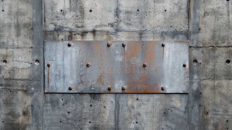 Metal Plate on Concrete Wall Stock Photo - Image of background, design ...