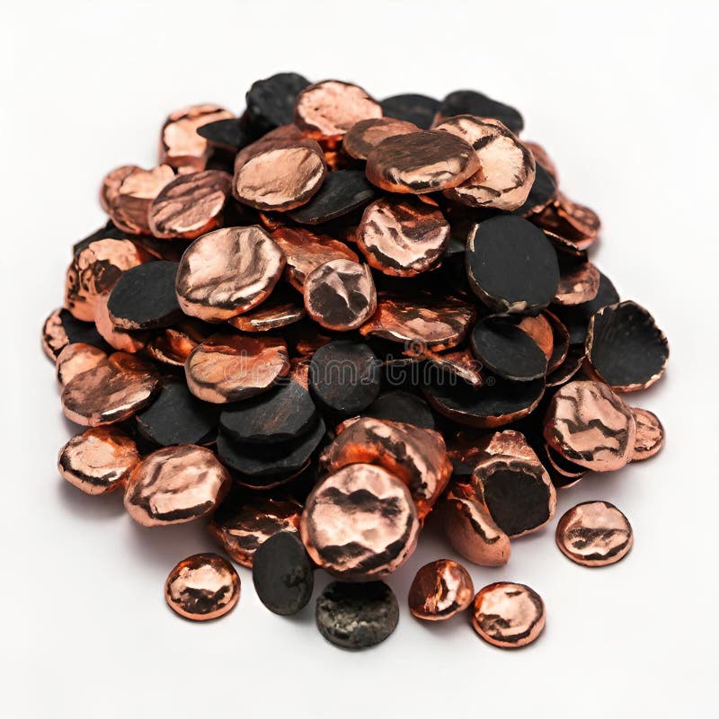 Metal Plate with Different Types of Copper on White Background Stock ...