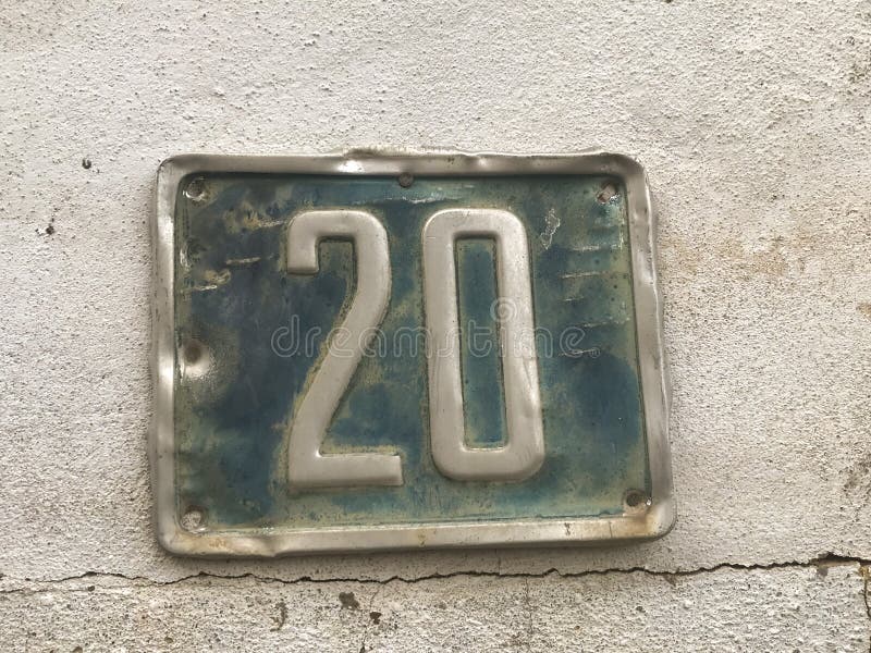 Metal Plate with the Number 20 on a Building Facade Stock Image - Image ...