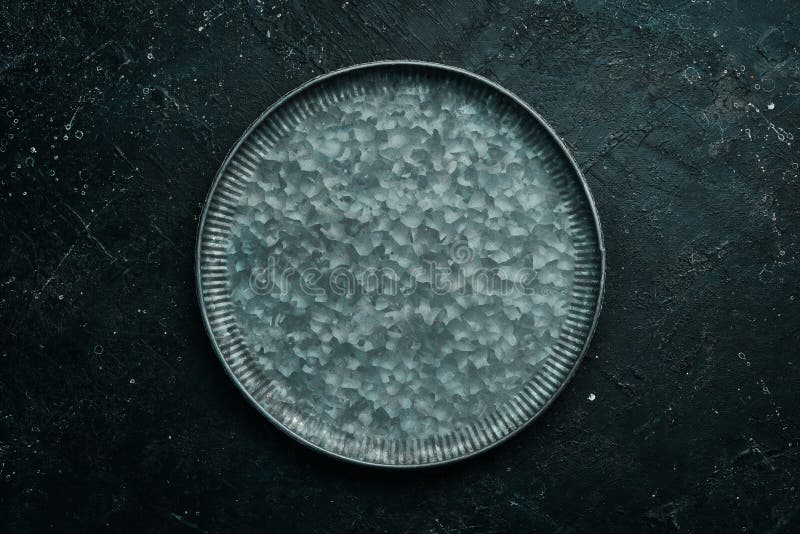 Metal Plate. Old Metal Kitchen Tray. Top View Stock Image - Image of ...