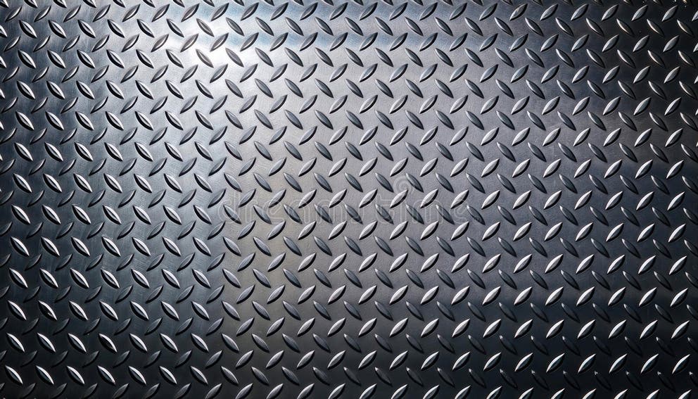 Metal Plate with Raised Diamond Pattern Reflecting Light in a Cool ...