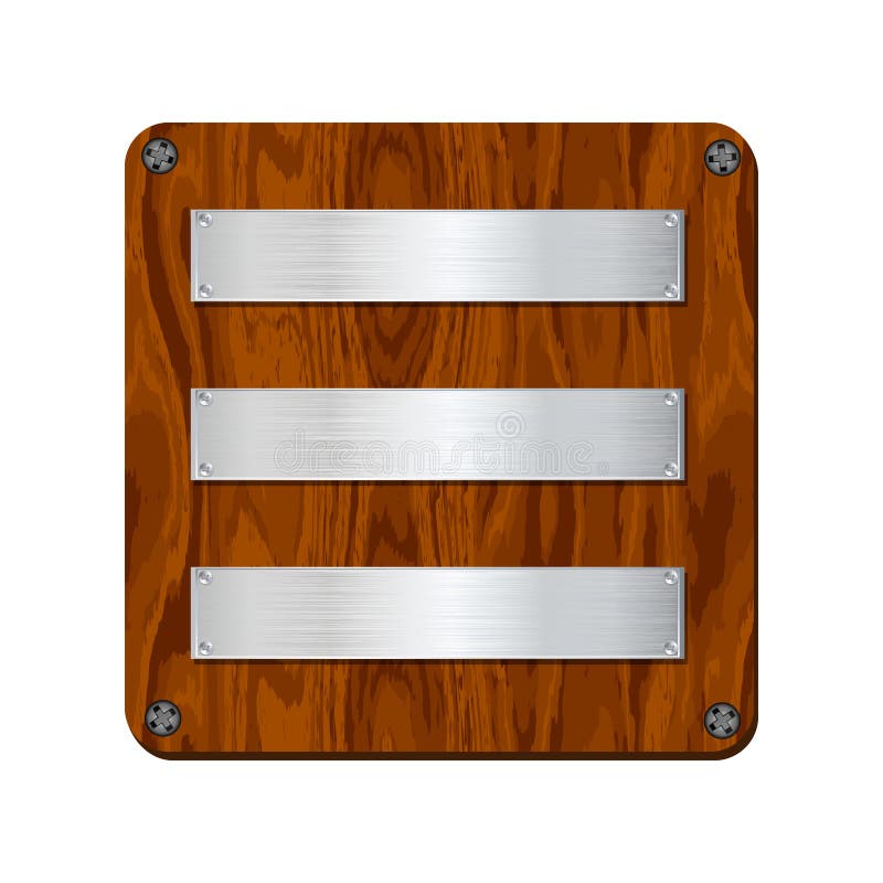 Metal Plate on Wooden Plank. Stock Vector - Illustration of billboard ...