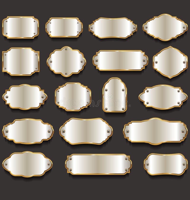 Metal Plates Premium Quality Golden Collection Stock Illustration ...