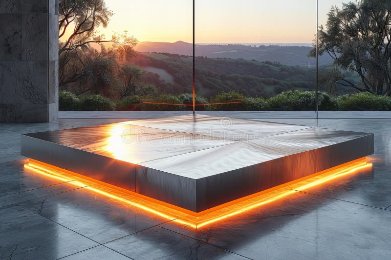 A Metal Platform with a Light Shining on it, High Quality, High ...