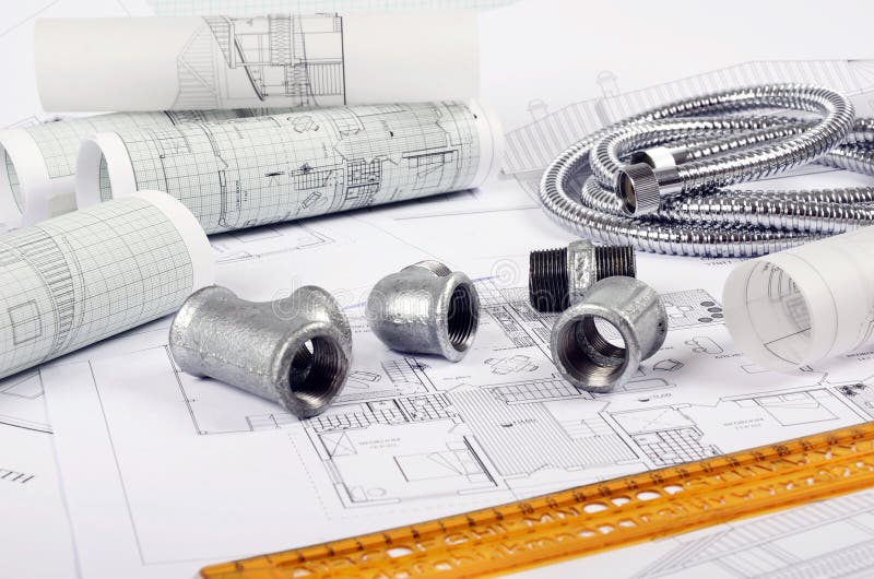 Metal plumbing fittings stock image. Image of industry - 68781795