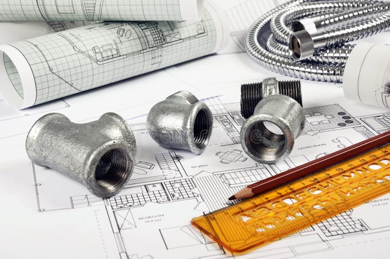 Metal plumbing fittings stock image. Image of parts, upper - 68781817