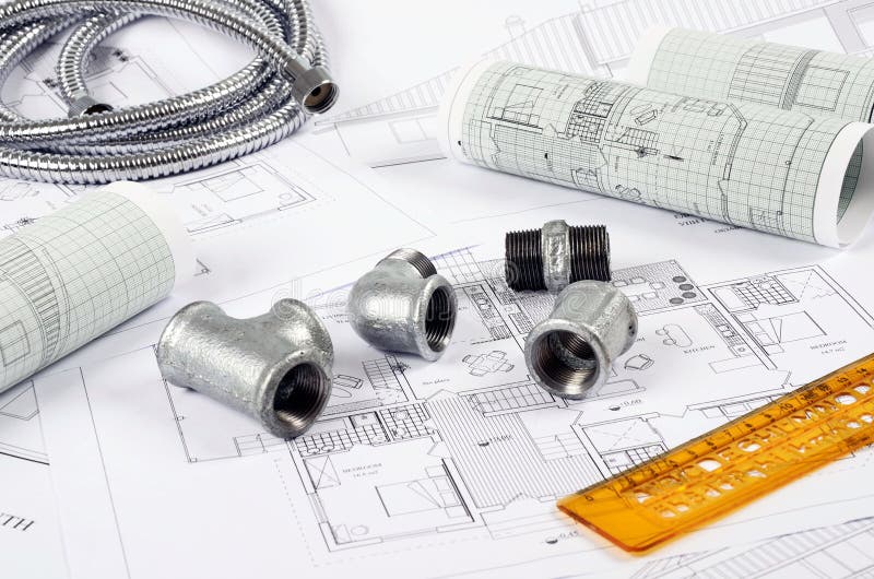 Metal plumbing fittings, stock image. Image of pipe, construction ...