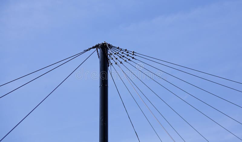 Metal Pole with Lots of Wires Running in Different Directions Stock ...