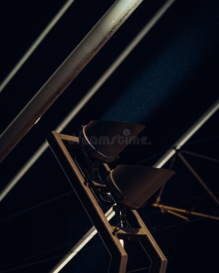 Metal Pole of Stage Lighting with Blur Backgound Stock Photo - Image of ...