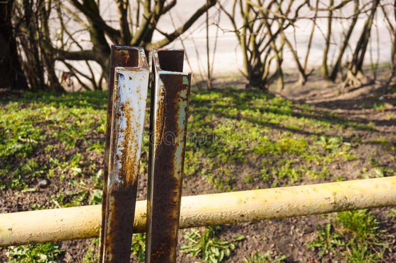 Metal poles stock photo. Image of poles, close, rusty - 69721532