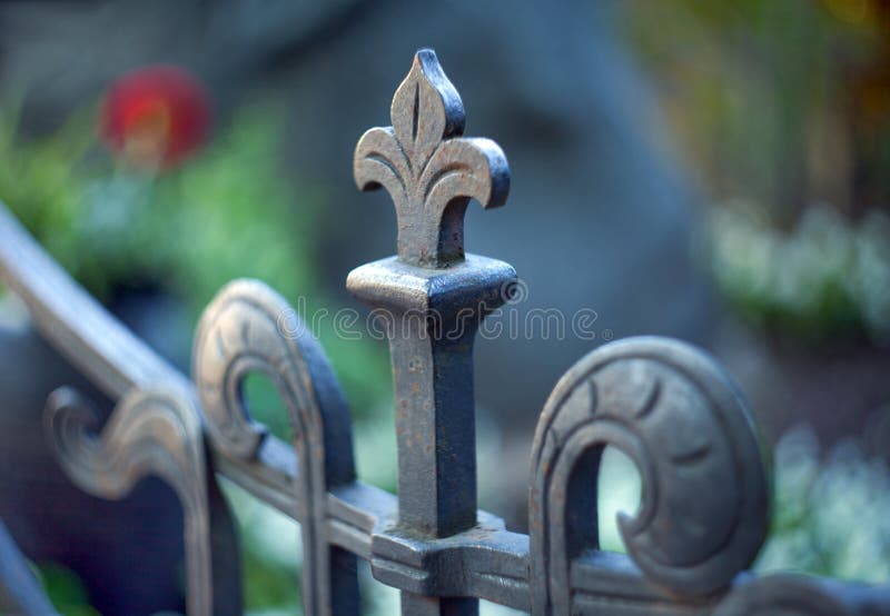 Metal Pommel on a Lily-shaped Fence Stock Image - Image of swirl ...