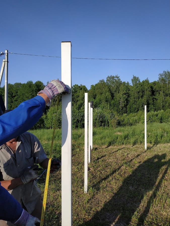 Metal Posts on a Fence in a Countryside Field Stock Image - Image of ...