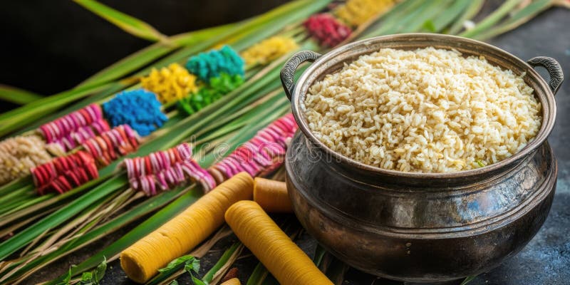 A Metal Pot Filled with Cooked Rice and Fresh Carrots for a Quick Meal ...