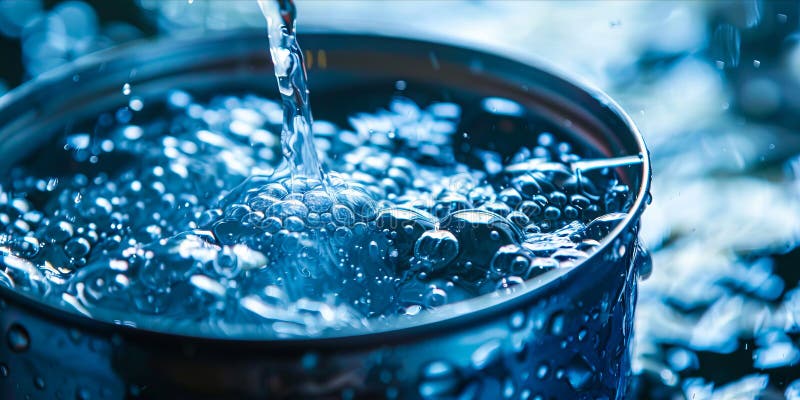 A Metal Pot Filled with Water and Bubbles Stock Image - Image of metal ...