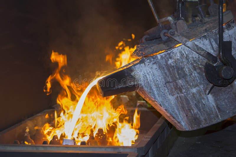 Metal Pouring in Casting Line Production Stock Image - Image of ...
