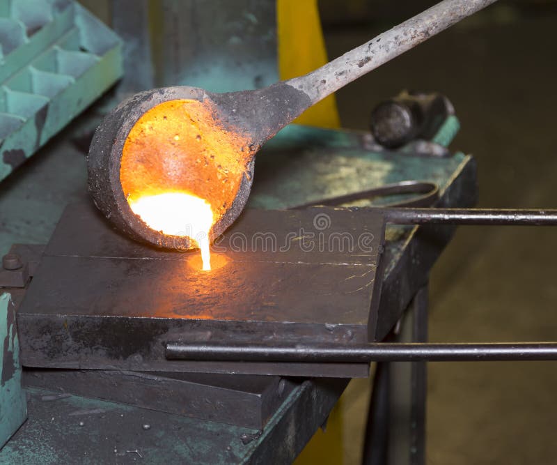Metal Pouring in Casting Line Production Stock Image - Image of high ...