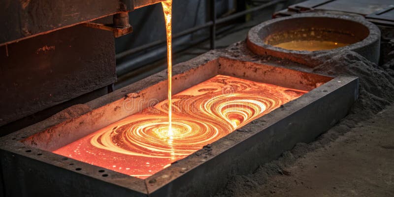 Metal Pouring Mold Industrial Casting Process Foundry Workshop Night ...