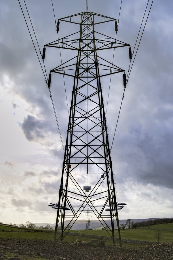 Metal power line pylon stock photo. Image of cloudy, cable - 8562518