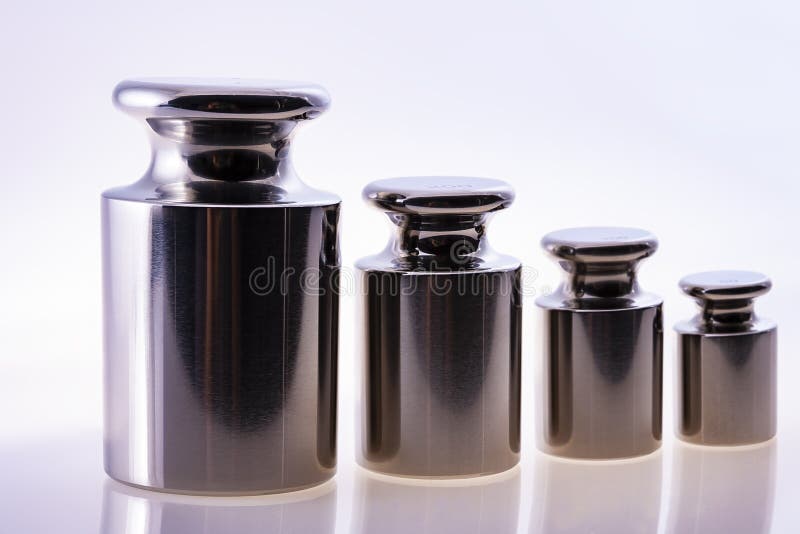 Metal Precision Weights of Different Denominations. Sharpness at the ...