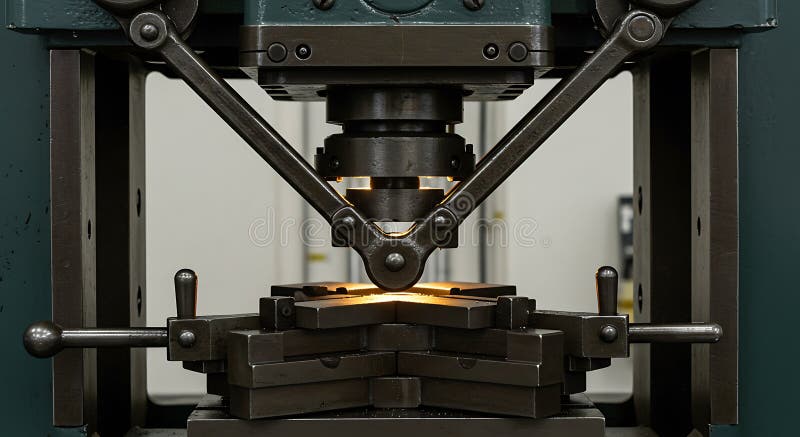 Metal Press Forming Process with Bright Light and Heavy Machinery Stock ...