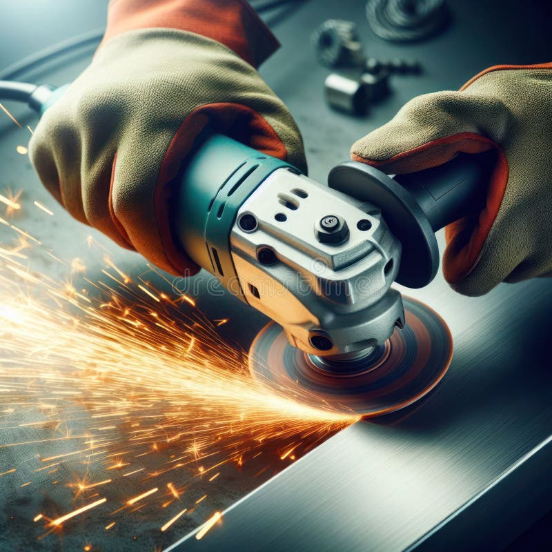 Metal Processing with an Angular Grinder. Stock Image - Image of ...