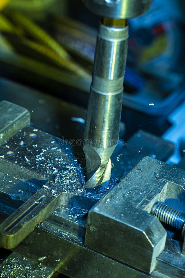 Metal Processing Concepts. Professional Fitter Man Using Metal Drilling ...