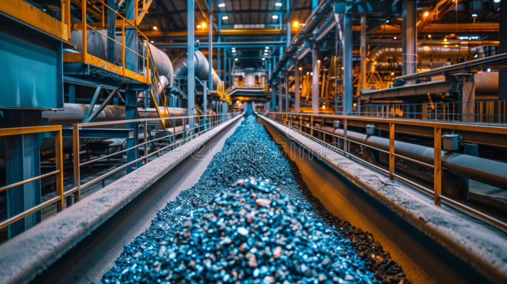 Metal Processing Facility Showcases Conveyor System Transporting Raw ...