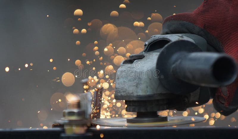 Metal Processing with Grinder. Cutting Metal on Location of ...