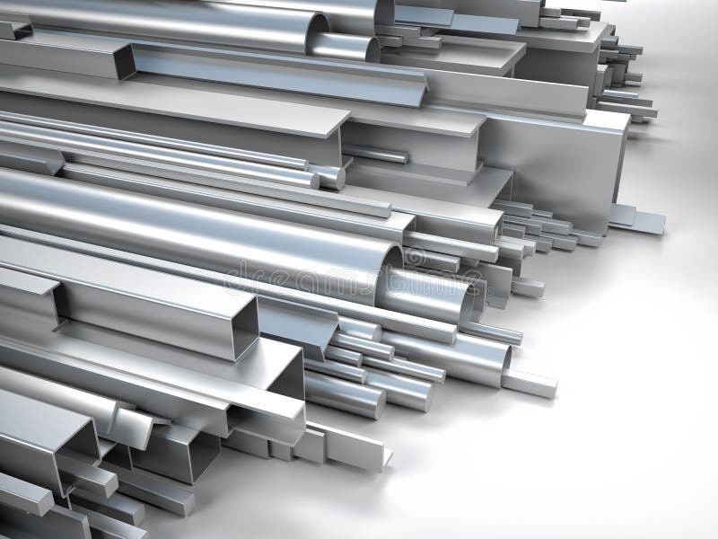Metal Profile and Steel Pipes. Background. 3d Stock Illustration ...