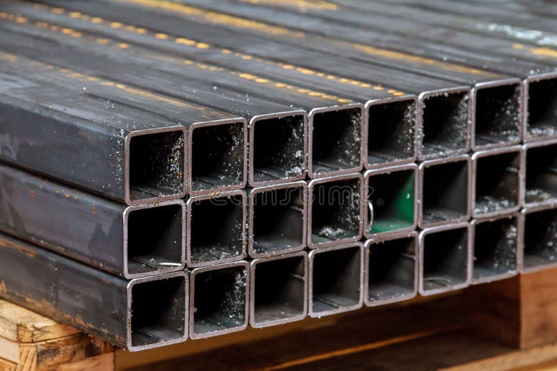 Metal-profile Pipe of Rectangular Cross-section after Cutting on a Band ...