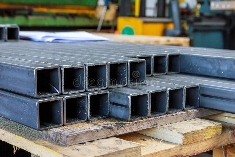 Metal Profile Pipe of Rectangular Cross Section in Packs Stock Image ...