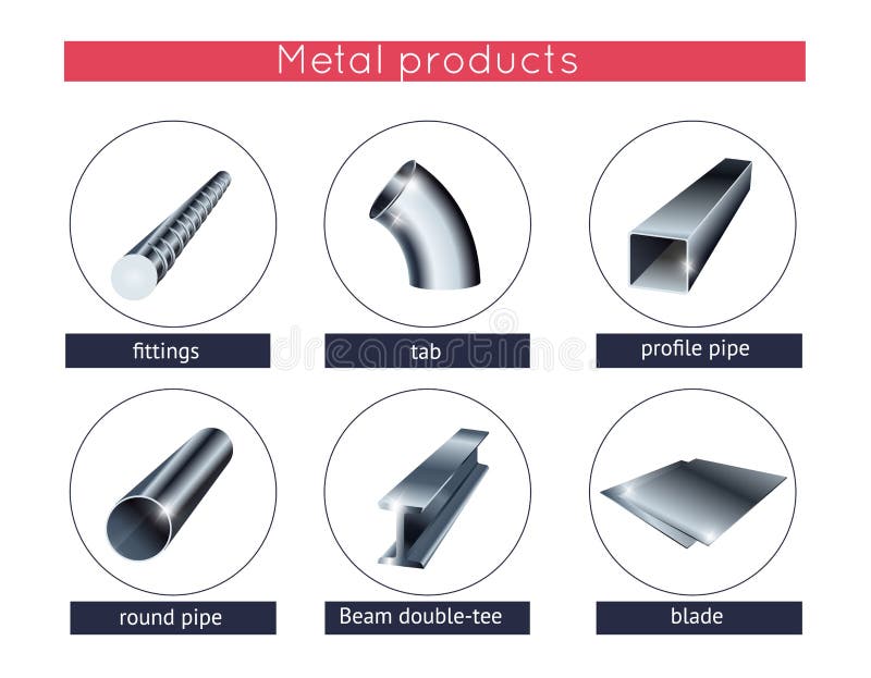 Metal profile and tubes stock vector. Illustration of metalroll - 56774464