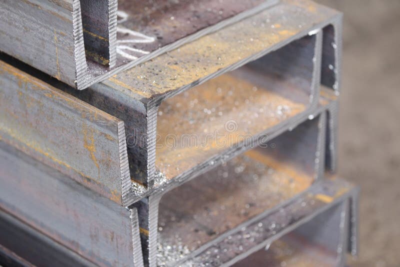 Metal profiles channel stock image. Image of steel, storage - 48039353
