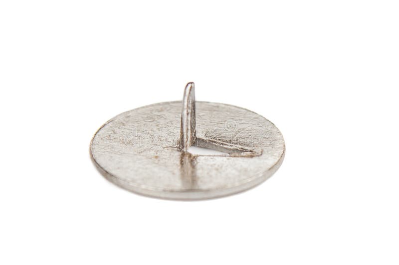 Metal Push Pin Close Up on White Background Stock Image - Image of ...