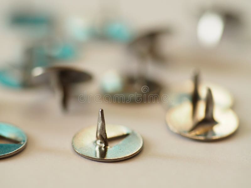 Metal Push Pin Close Up on White Background Stock Image - Image of ...