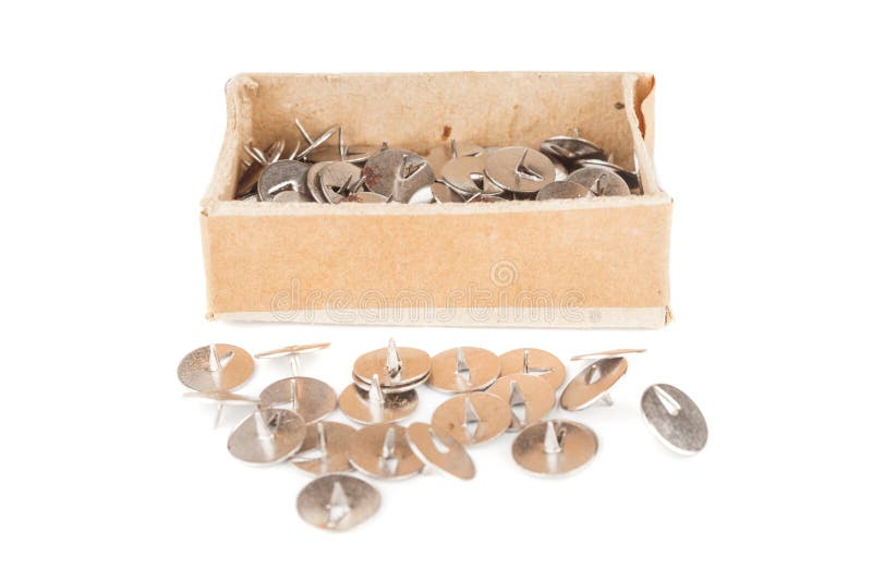 Metal Push Pins Close Up on White Background Stock Image - Image of ...