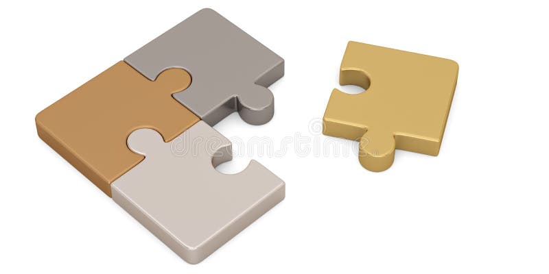 Metal Puzzle Symbol Isolated in White Background. 3d Illustration Stock ...