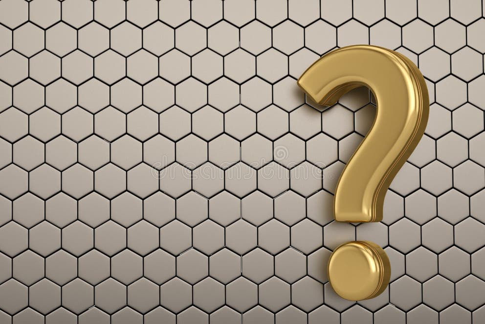 Metal Question Mark on Black Hexagon Grid. 3D Illustration Stock ...